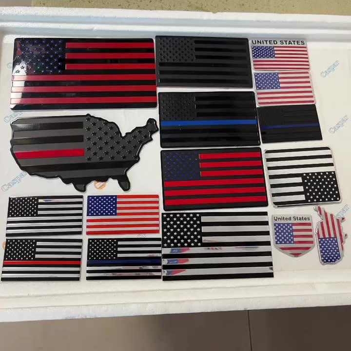 New Paint Aluminum Car Emblem Usa America Flag Car Badge Custom Logo 3. ...
