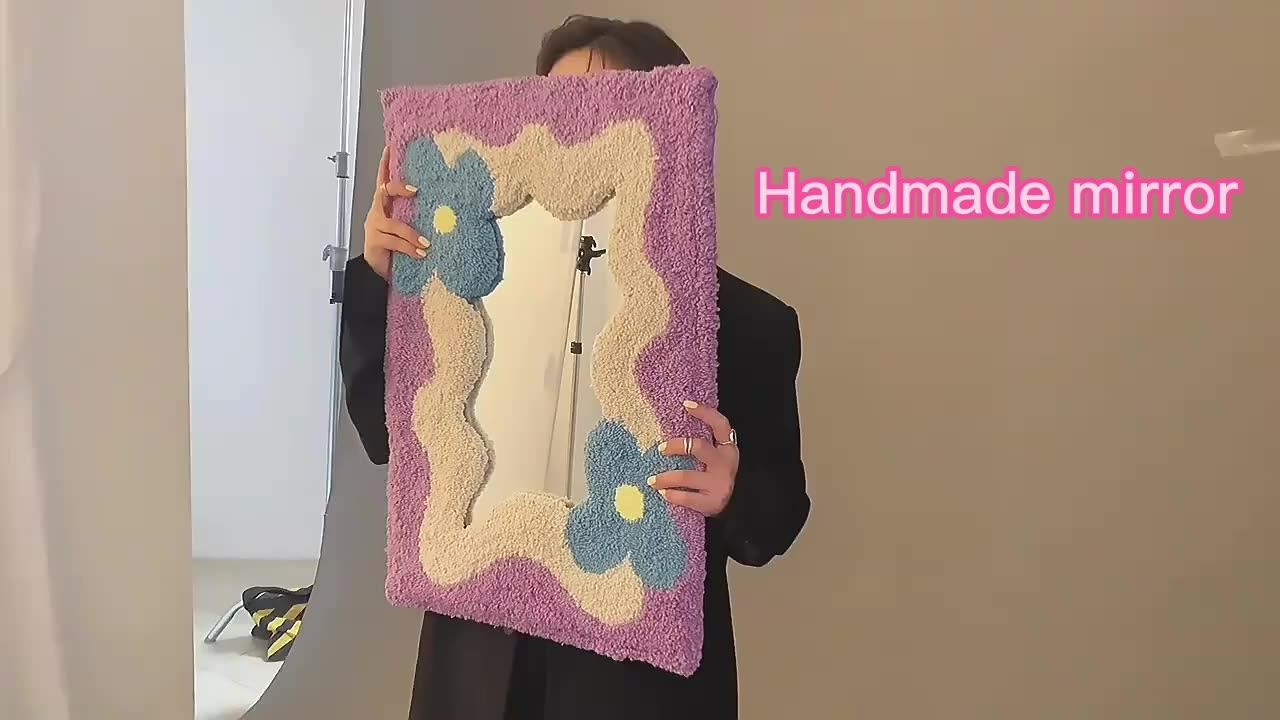 Danish Pastel Wavy Punch Needle Mirror Decoration Funky Fluffy Tufted ...