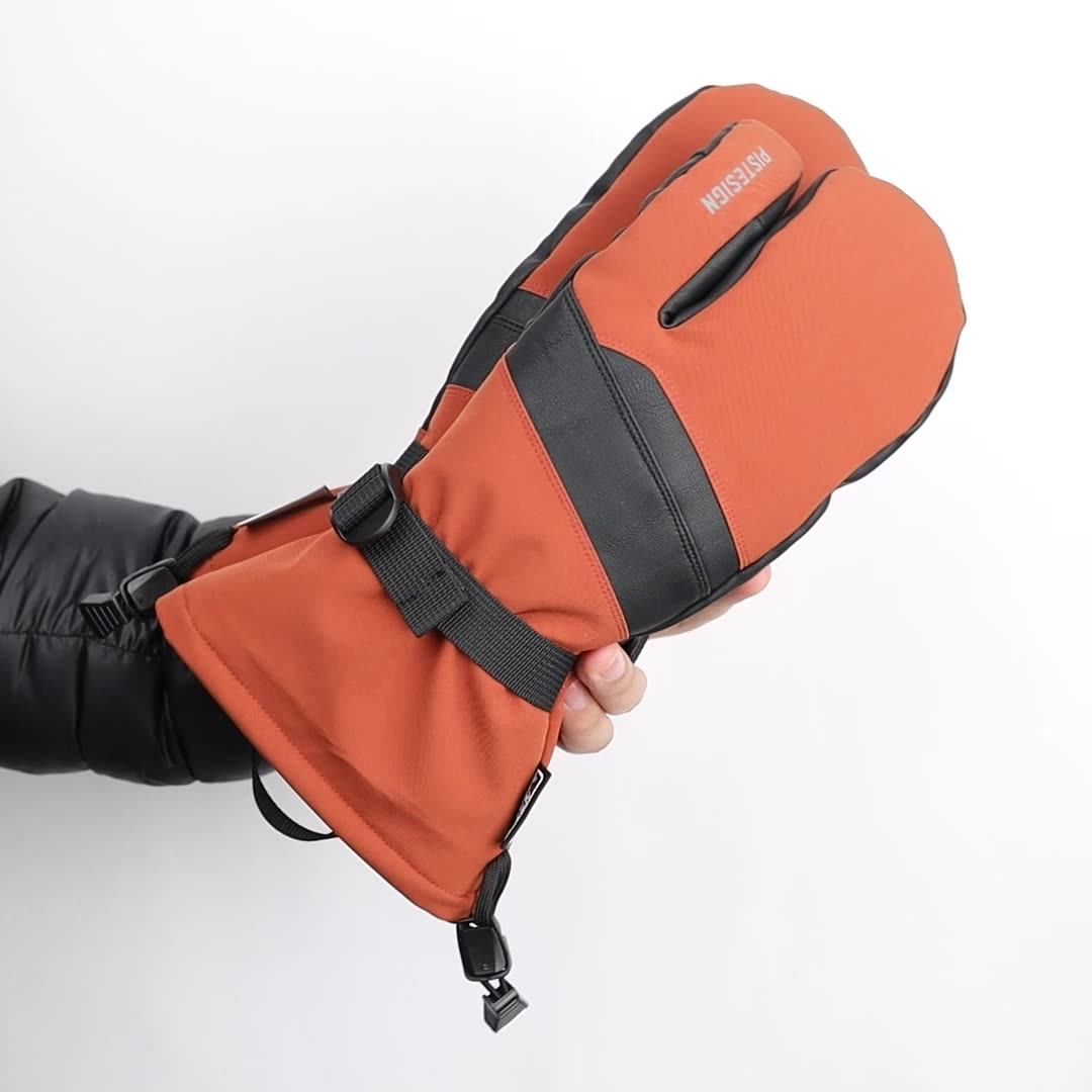 Adult 3 Fingers Ski Gloves Waterproof Sport Winter Glove Long Cuff Warm ...