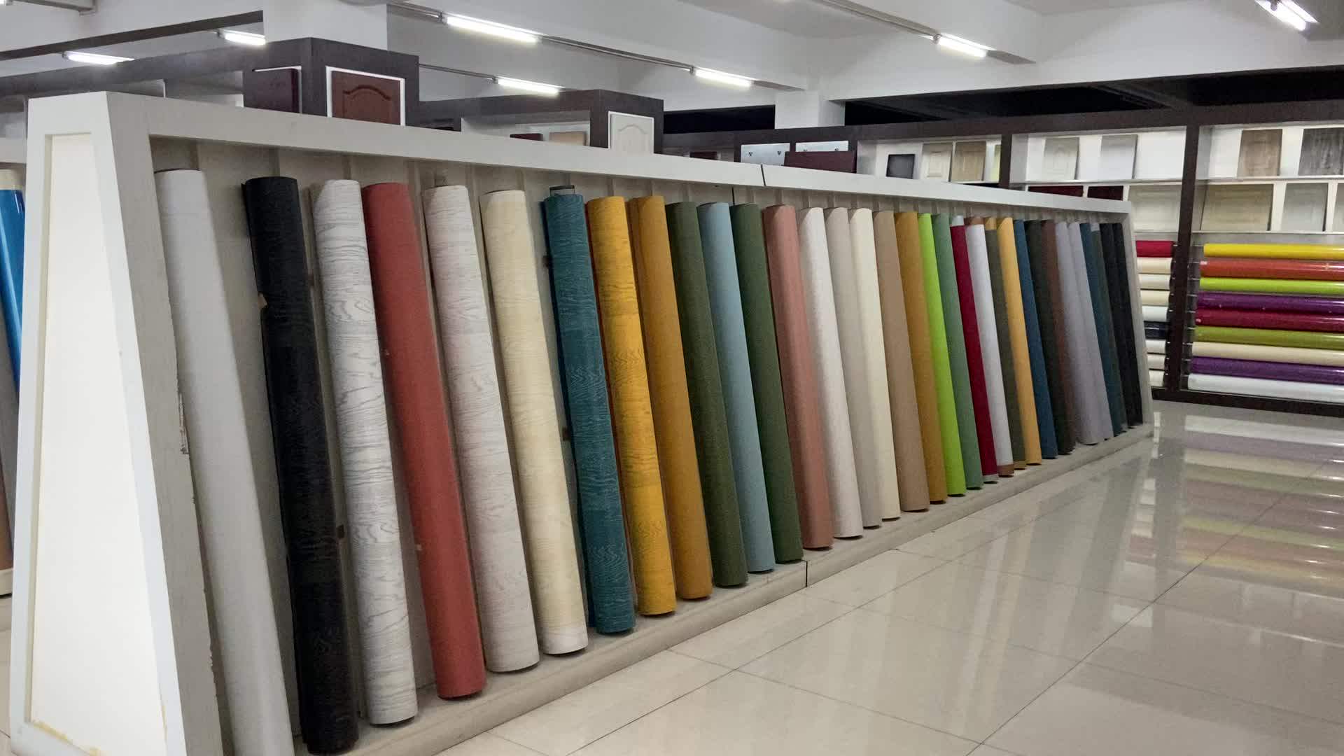 Pvc Decorative Film For Furniture Surface Usage Wood Grain Color Solid ...