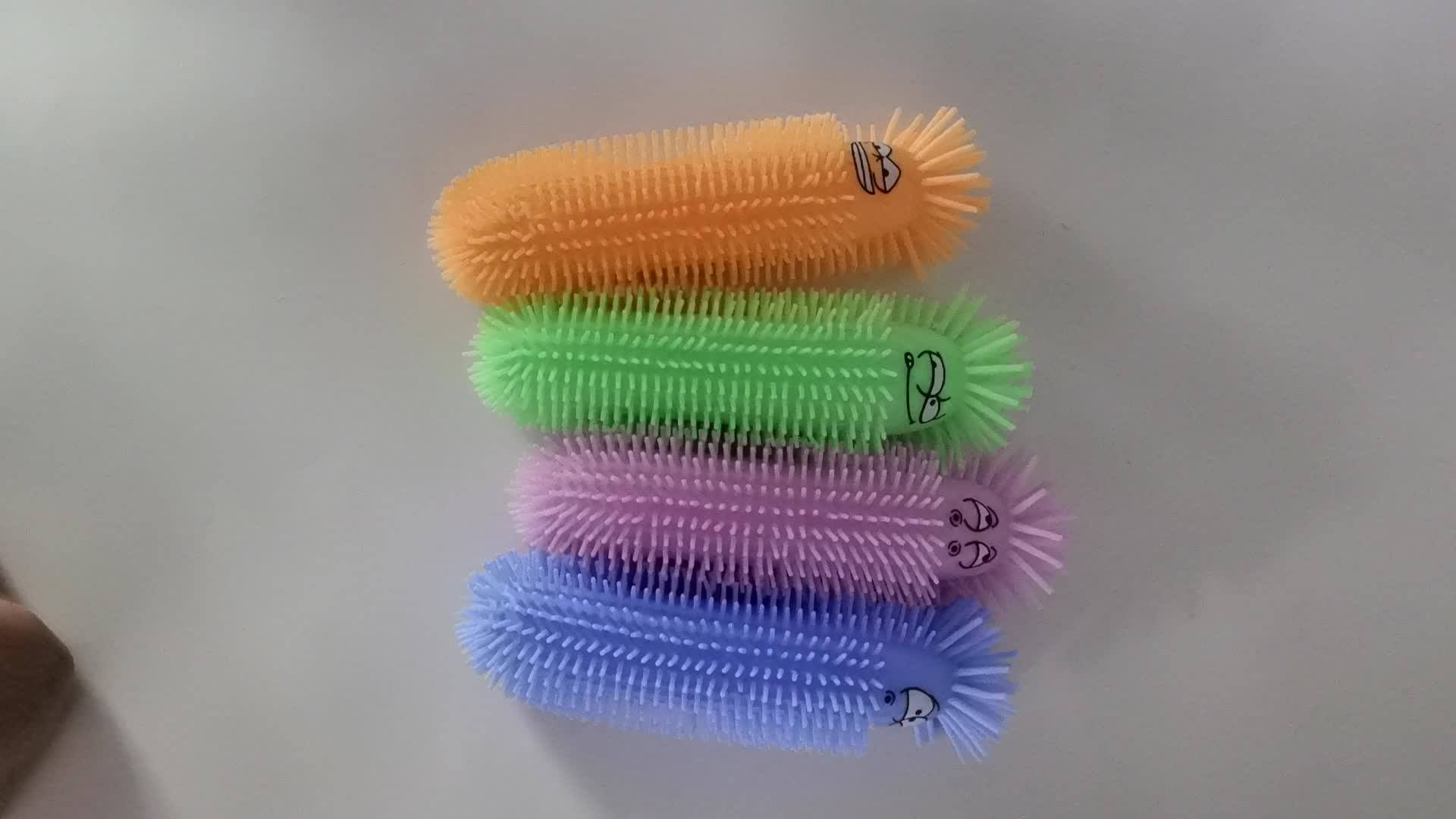 Patented New Soft Squishy Worm Animal Puffer Ball Led Flashing Spiky ...