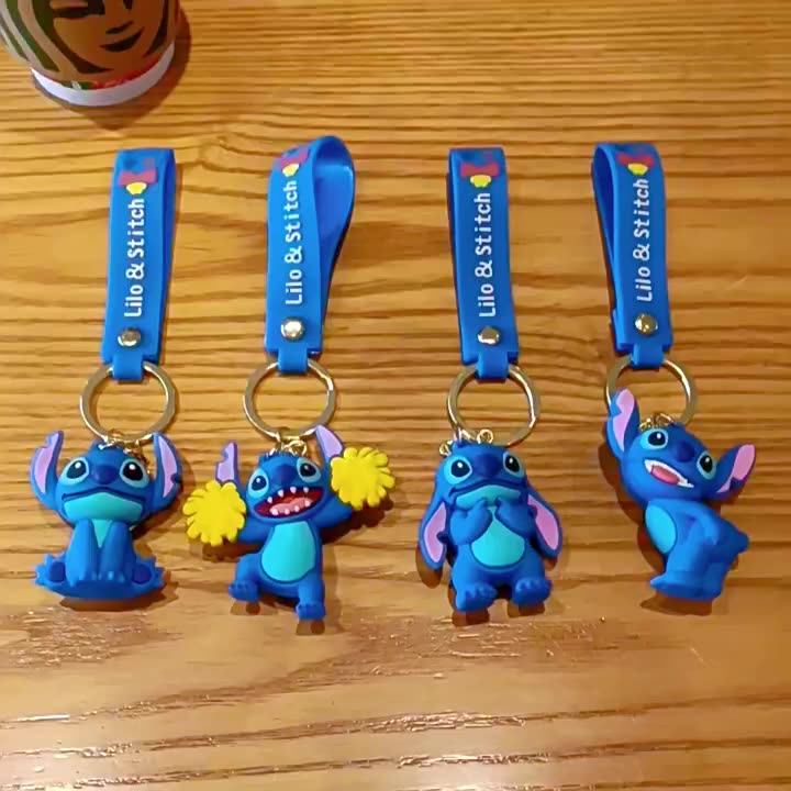 Cute Anime Cartoon Lilo And Stitch Keychains Silicone Stitch Wholesale ...