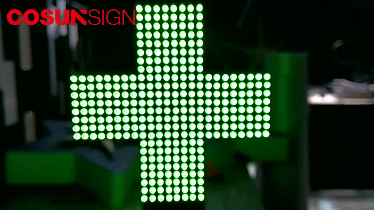 Outdoor Push Through Aluminum Sign Green Pharmacy Led Cross Sign - Buy ...