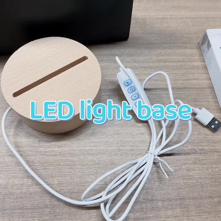 3d Acrylic Wood Night Light Base Diy 3d Signs Illusion Night Lamp Les ...