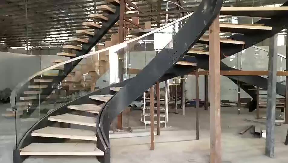 Curved Wood Stairs Nosing Folding Solid Wood Steps Curved Slide Sprial ...