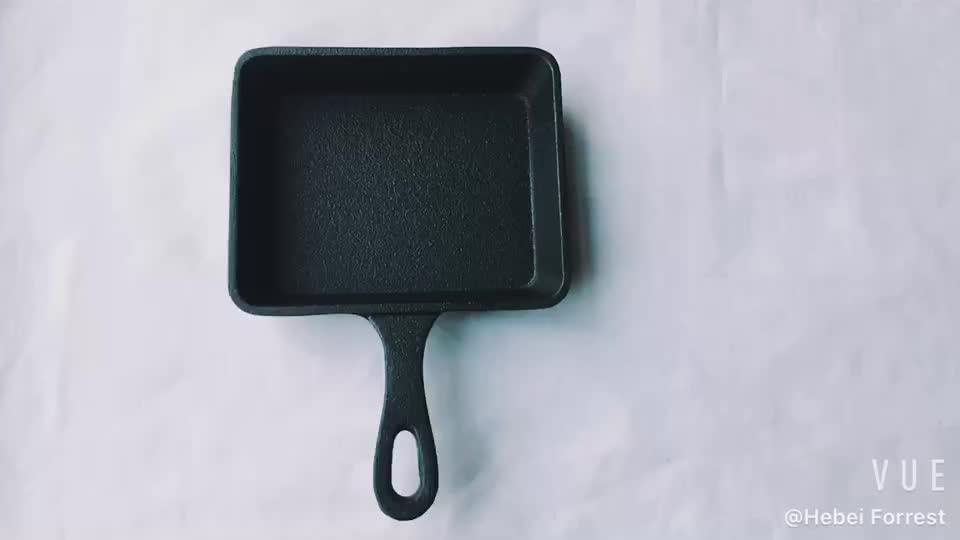 Cast Iron Mini Rectangular Frying Skillet Pans With Wooden Tray - Buy ...
