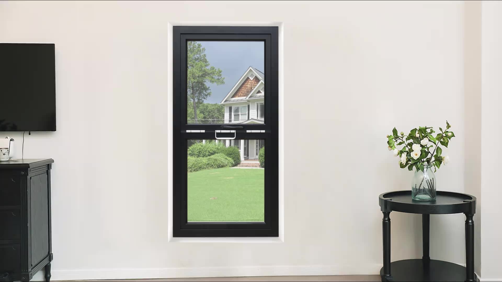 Wholesale Commercial Black Vertical Up Bi-folding Windows Double Glass ...
