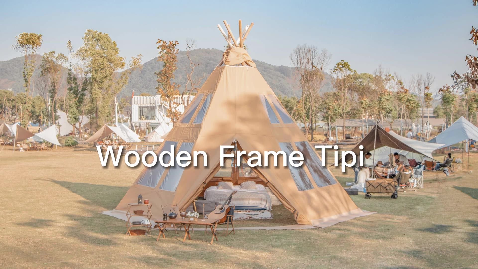 High Quality Waterproof Wooden Frame Outdoor Canvas Teepee Tent Tipi ...
