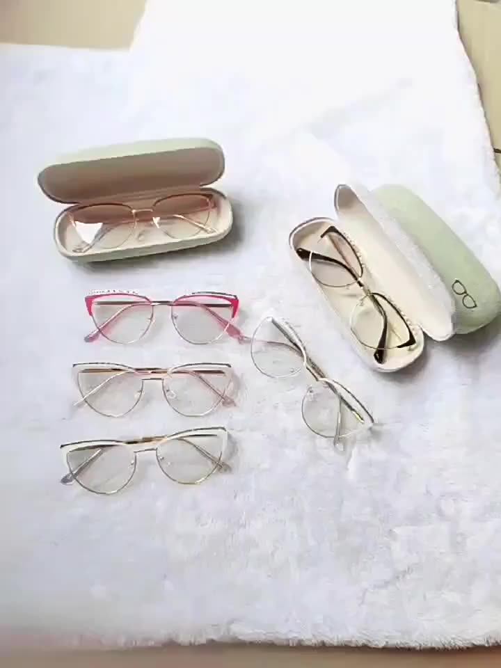 Custom Logo Metal Optical Glasses Frame Changing Color Eyeglasses Cat ...