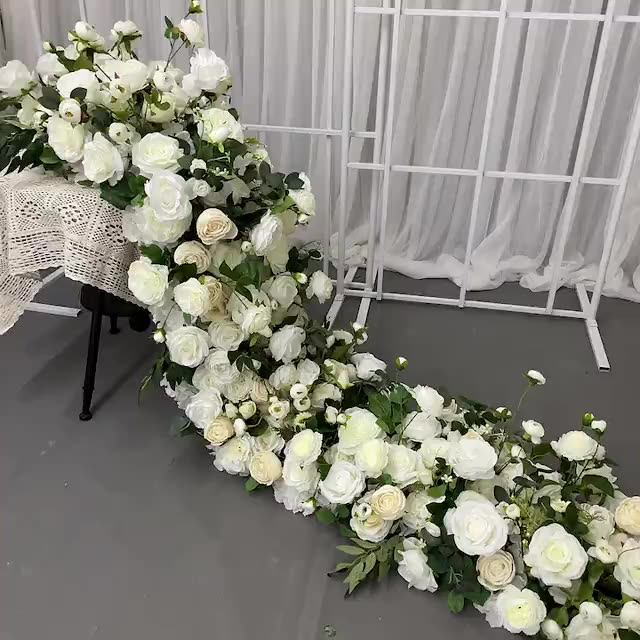 Wedding Props White Flowers Runners Flower Rows Artificial Flowers ...