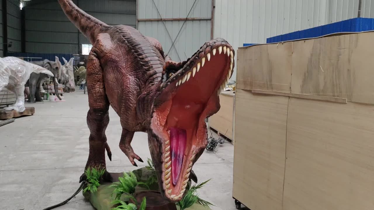 Theme Park Artificial Dinosaurus Animatronics Model Life Size Animatronic Dinosaur Dilophosaurus ...