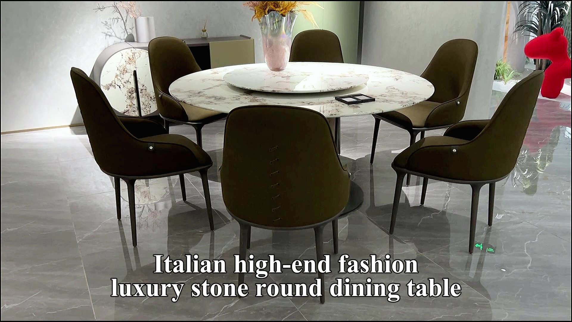 Italian High-end Natural Luxury Stone Dining Table Set 6 Chairs ...