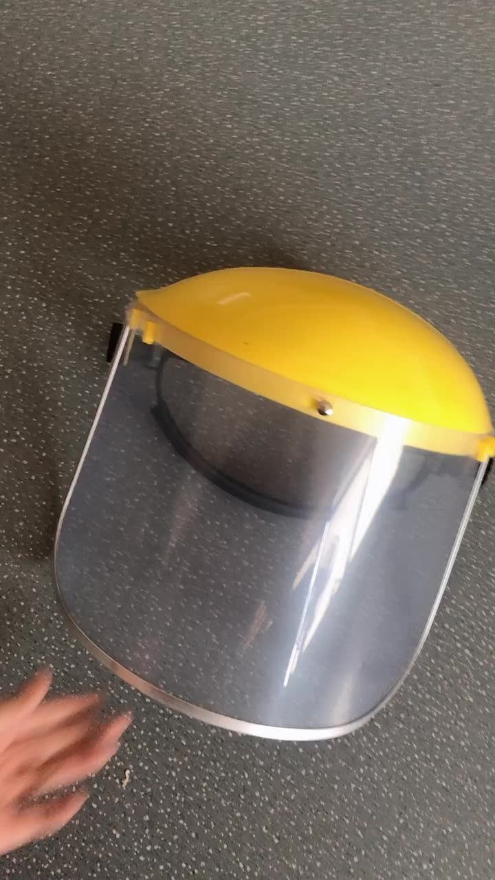 Ant5ppe Safety Pvc/pc Yellow Color Full Face Shield Visor Screen With ...
