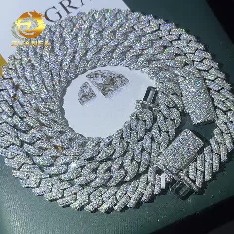 Zunfa Jewelry Gra Certificate Fine Jewelry 15mm 3 Row Cuban Chain Hip ...