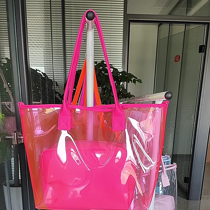 Women's Jelly Shoulder Pvc Beach Bag Waterproof Transparent Hand Bags ...
