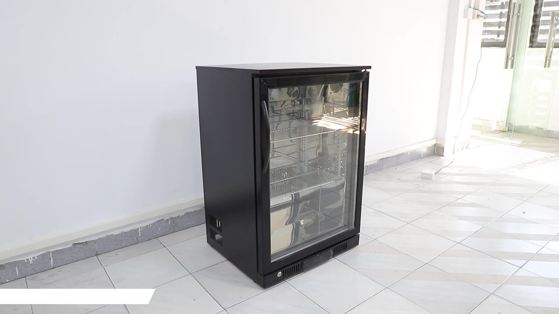 Black Powder Coated Kitchen Outdoor R134a Glass Door Mini Bar Fridge ...