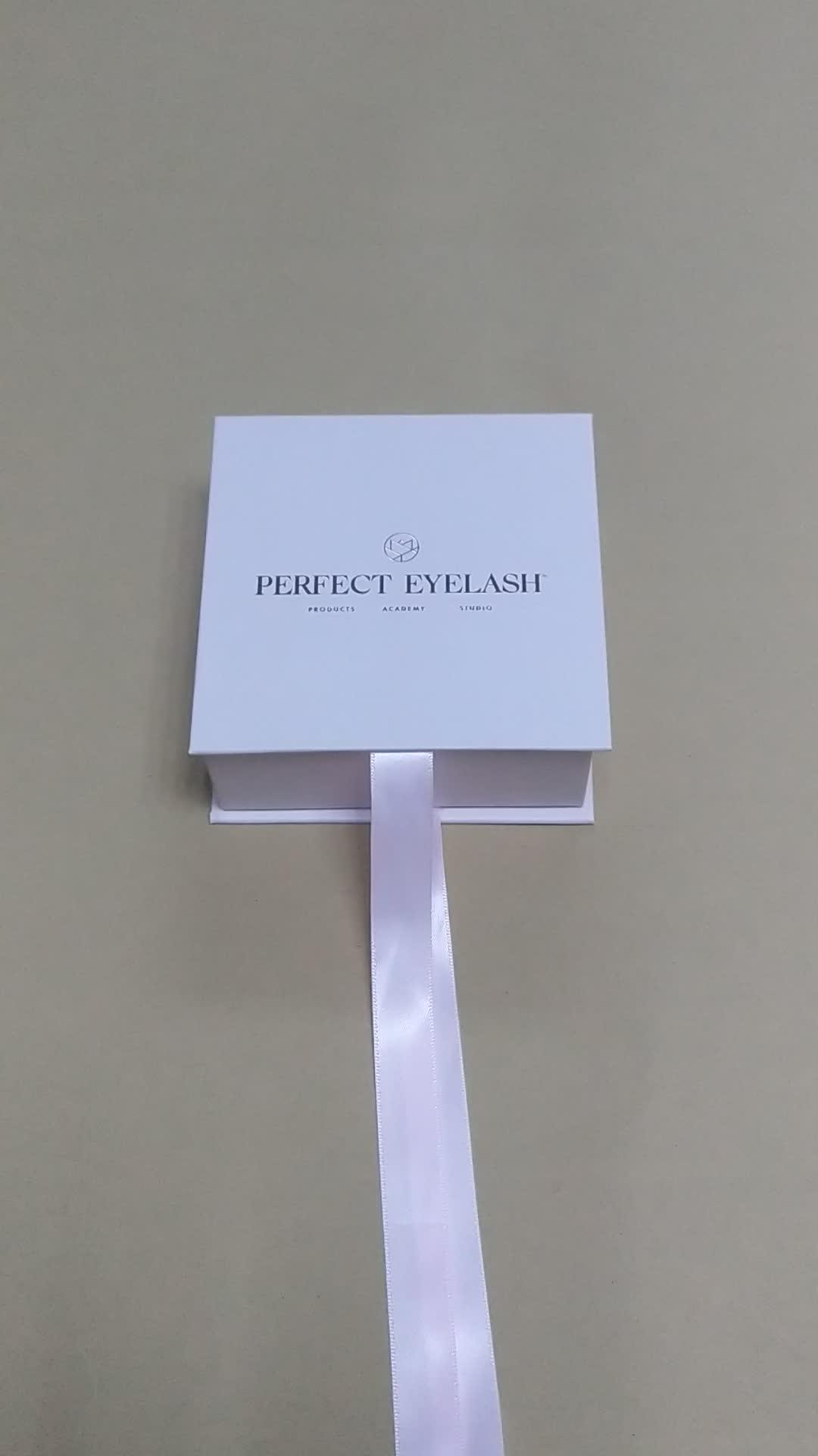Custom Logo Luxury White Jewellery Packaging Box With Ribbon Closure ...