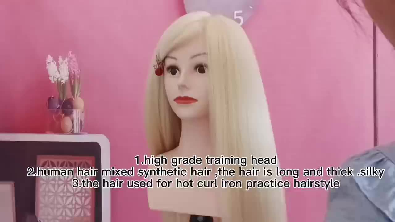 High Grade 80%human Hair Mannequin Training Head Hairdresser Teaching ...