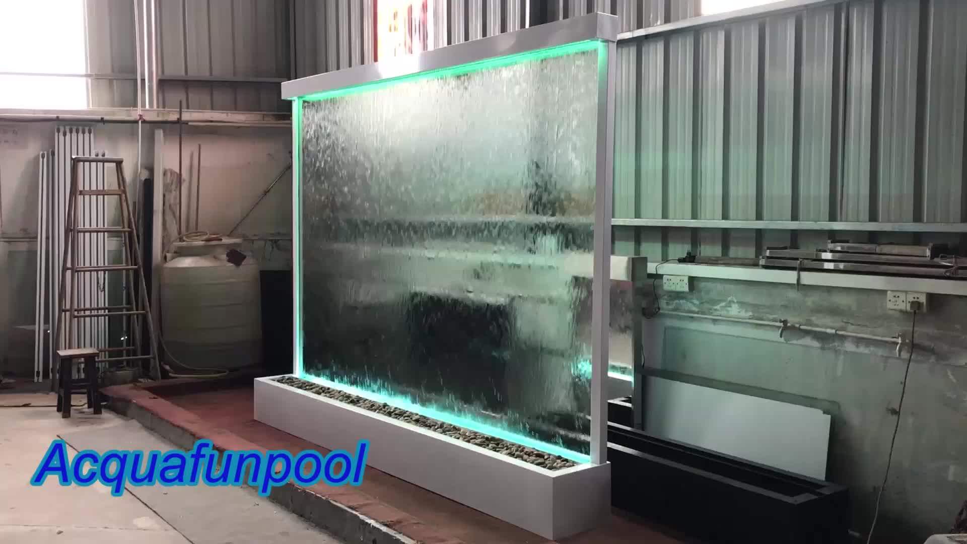 Restaurant Office Customized Floor Tempered Glass Indoor Wall Waterfall ...