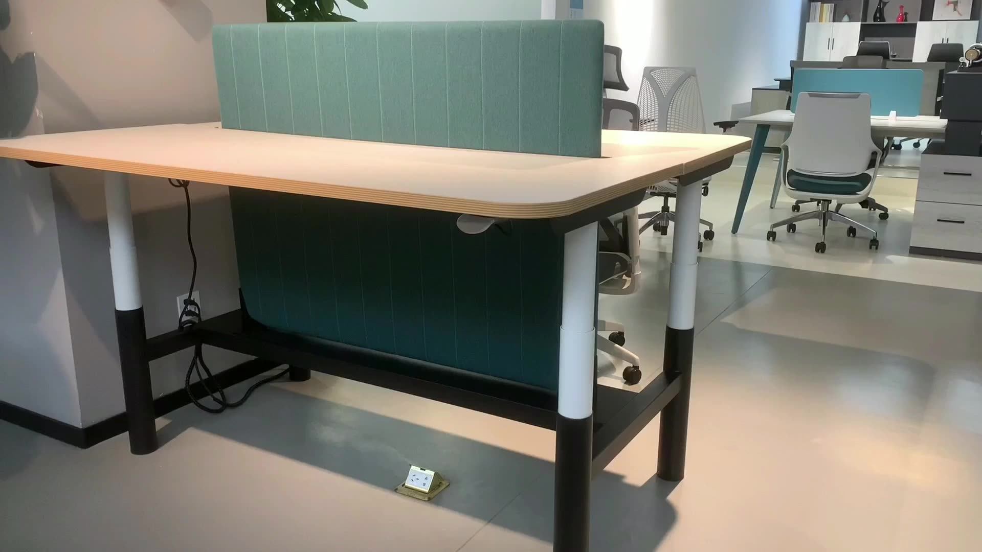 Modern Metal Legs Height Adjustable Sit Stand Electric Lift Wooden ...