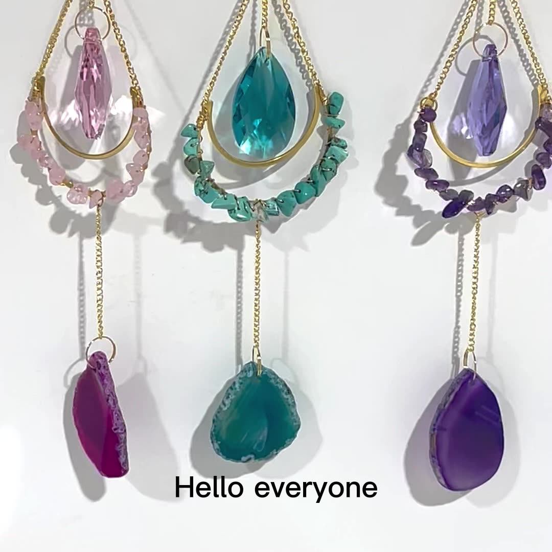 Home Wall Hanging Decor Glass Crystal Sun Catcher Windchime Wind Chimes ...