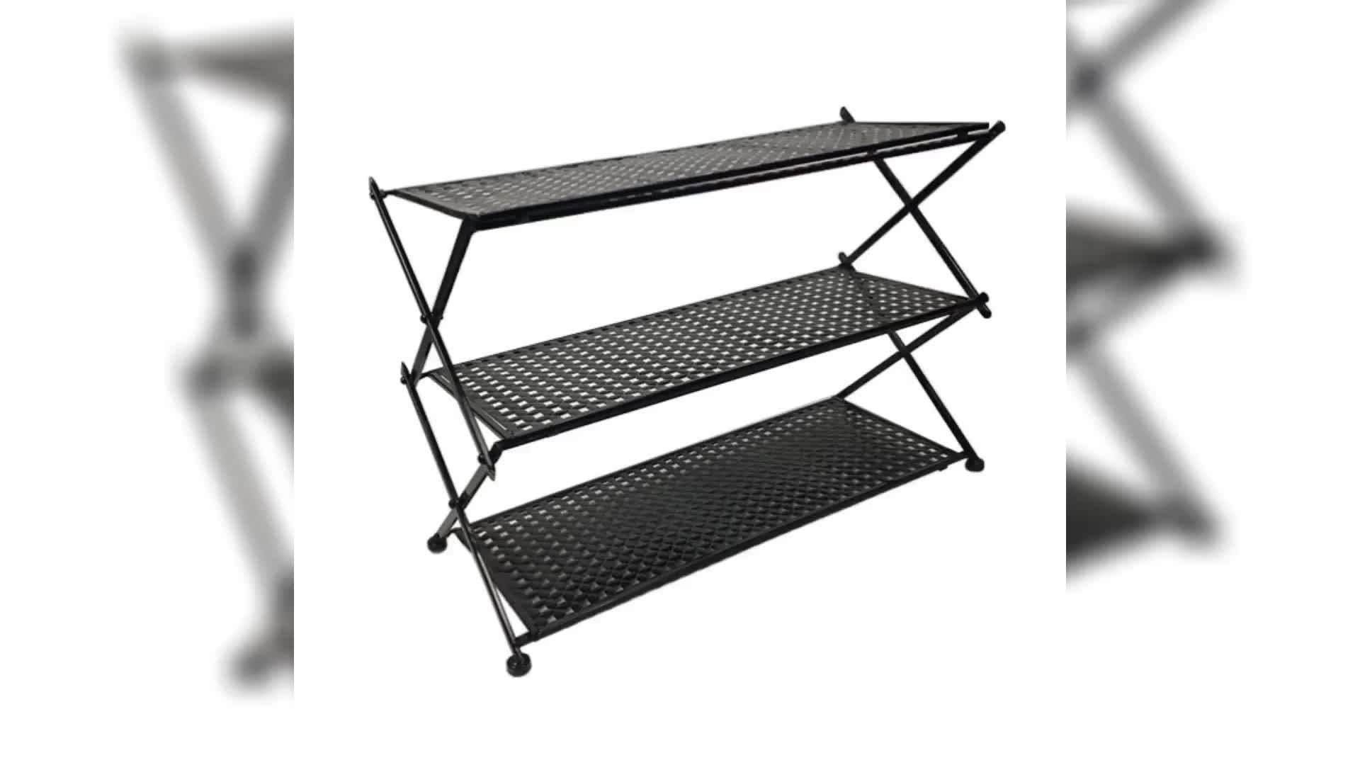 3 Tier Wholesale Supplier Portable Foldable Wire Rack Metal Floor Stand ...