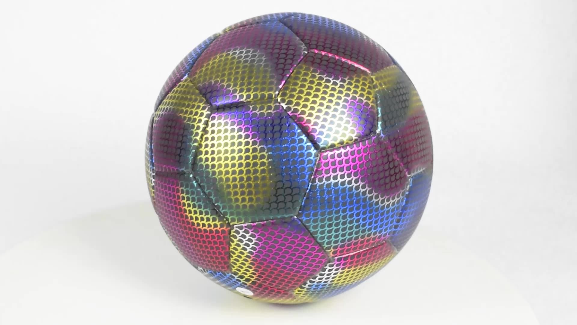 Holographic Reflective Soccer Ball Luminous Night Glow Footballs Size 5 ...