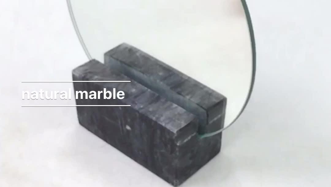 Makeup Mirror With Marble Base And Metal Package Edge Marble Cosmetic ...