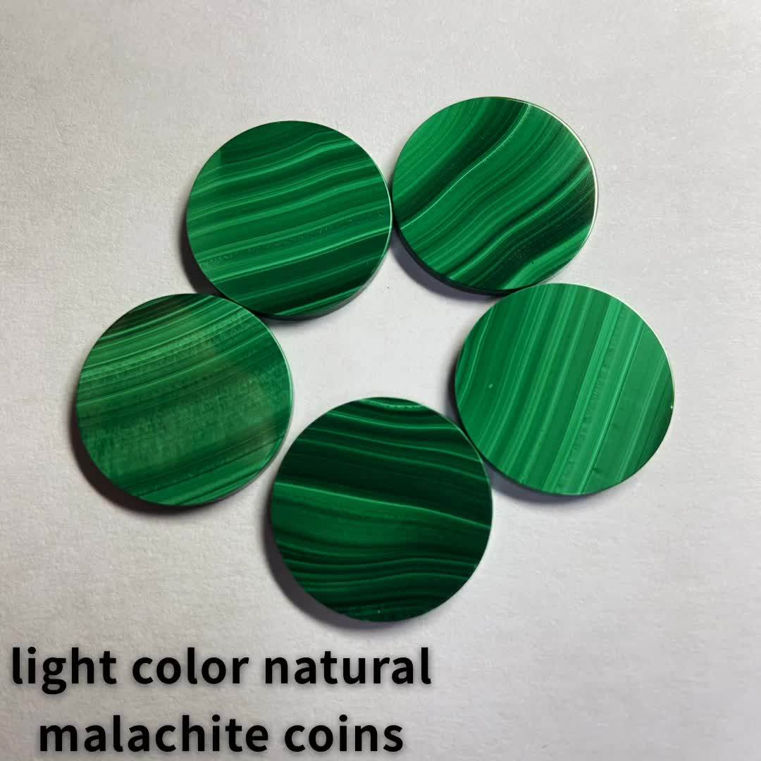 Natural Malachite Small Round Coin Sheet Malachite Drilling Hole Loose ...