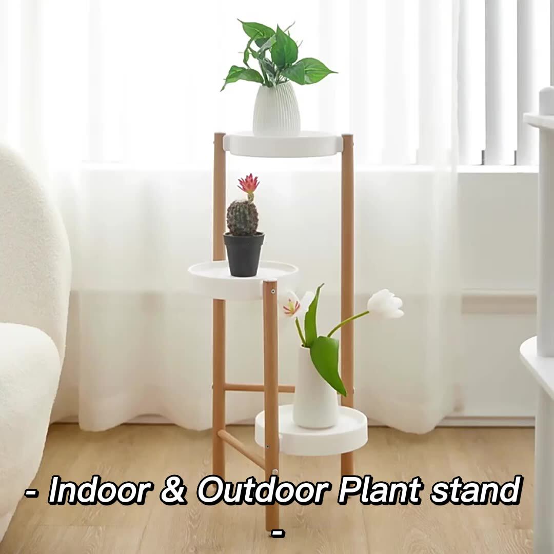 Customizable 3 Tier Storage Shelves Pot Stand Display Rack Natural ...