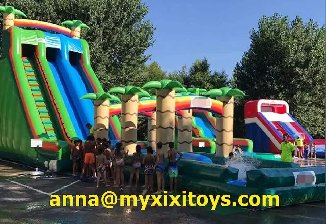 Xixi Toys Popular 67ft Long Double Slip Lanes Palm Trees Wet Slide ...