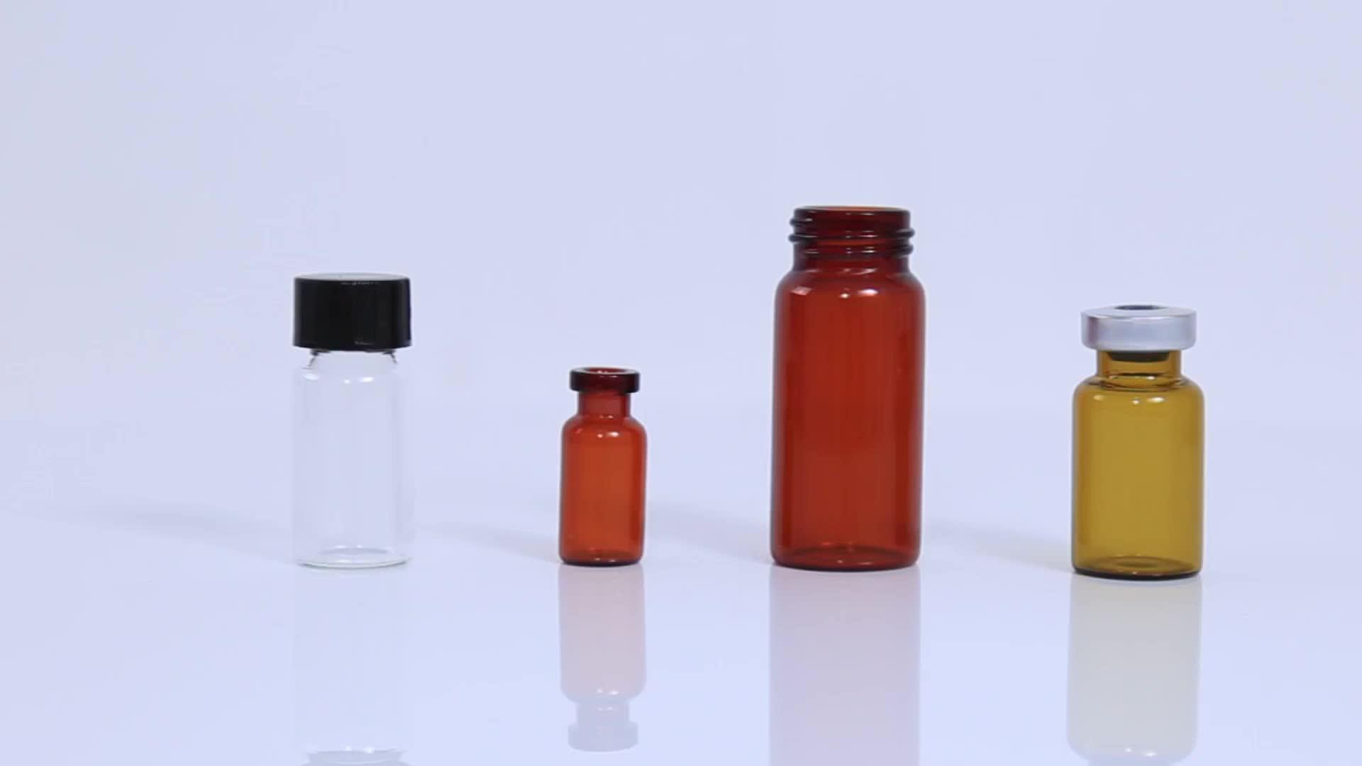 Small Amber Cosmetic Medical Glass Vials For Injection With Screw On ...