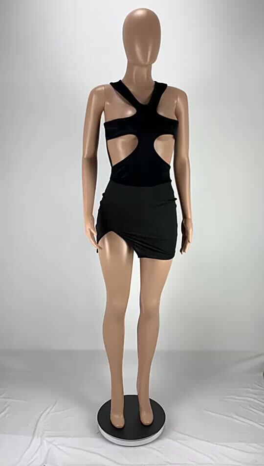 X02952s Hole Out Wrap Chest Cut Out Dresses For Women White Midnight ...