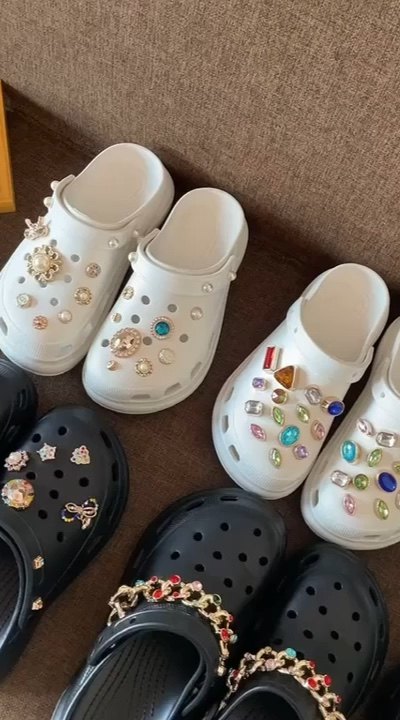 Metal Shoe Decorations Clogs Bae Clog With Rhinestone Fir Gold Chains ...