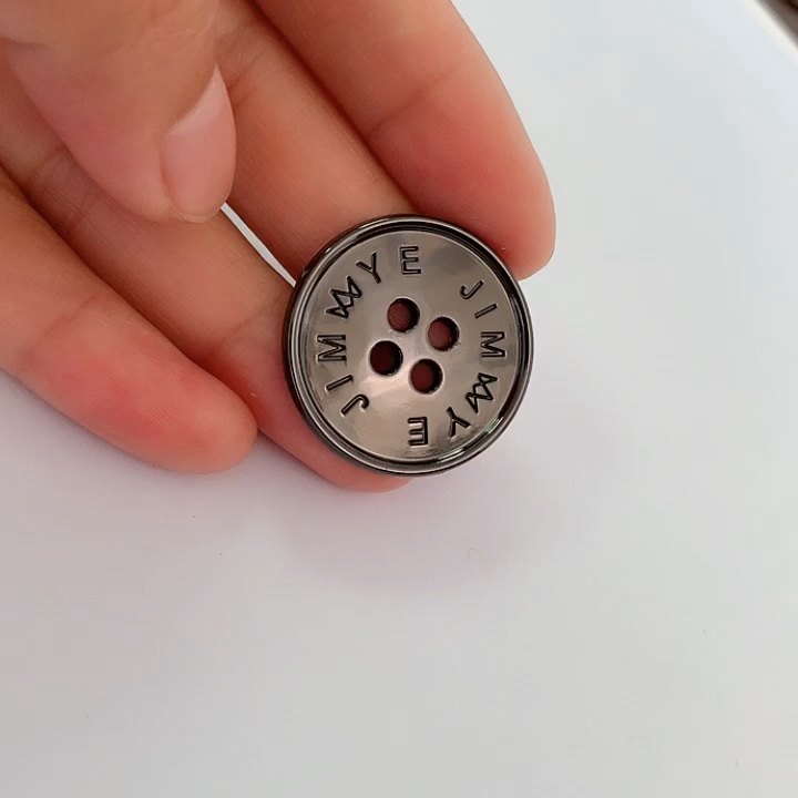 Fancy Alloy 2 Holes Button Design Silver Color Brand Name Metal Shank ...