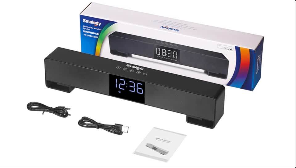 Speaker Portable Bt Wireless Soundbar With Alarm-clock Led Display Fm ...