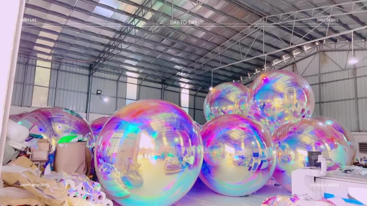 Colorful Mirror Ball 1 Meter Inflatables Ball Balloons Half Sphere ...