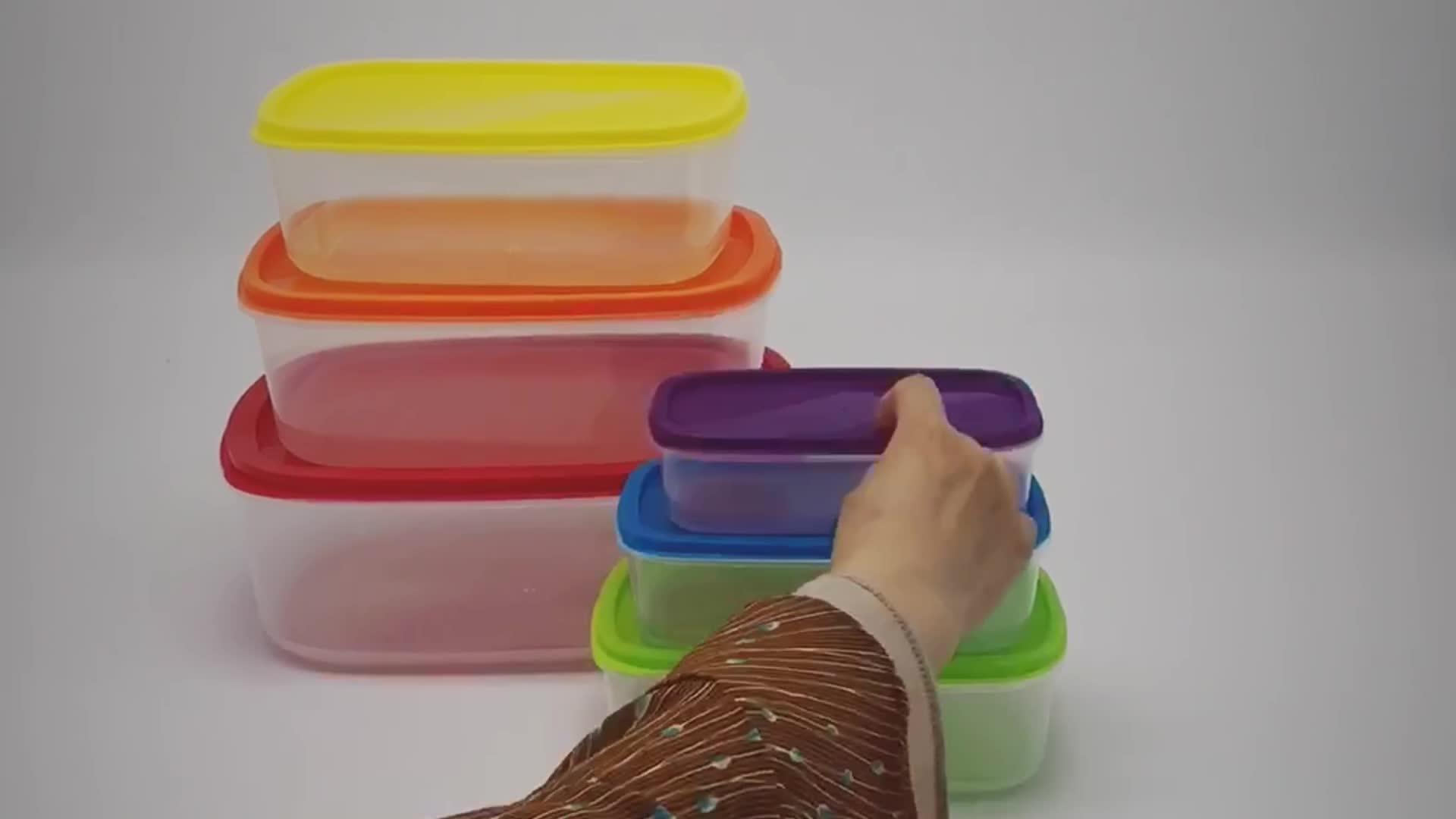 7pcs Rectangle Rainbow Food Storage Container Box Set With 7 Colourful ...