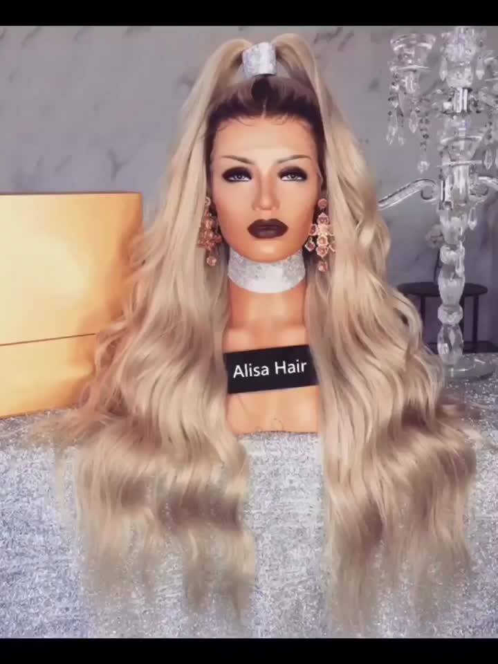 Alisa Hair 180% Density Wavy Human Hair Glueless Lace Front Wigs For ...