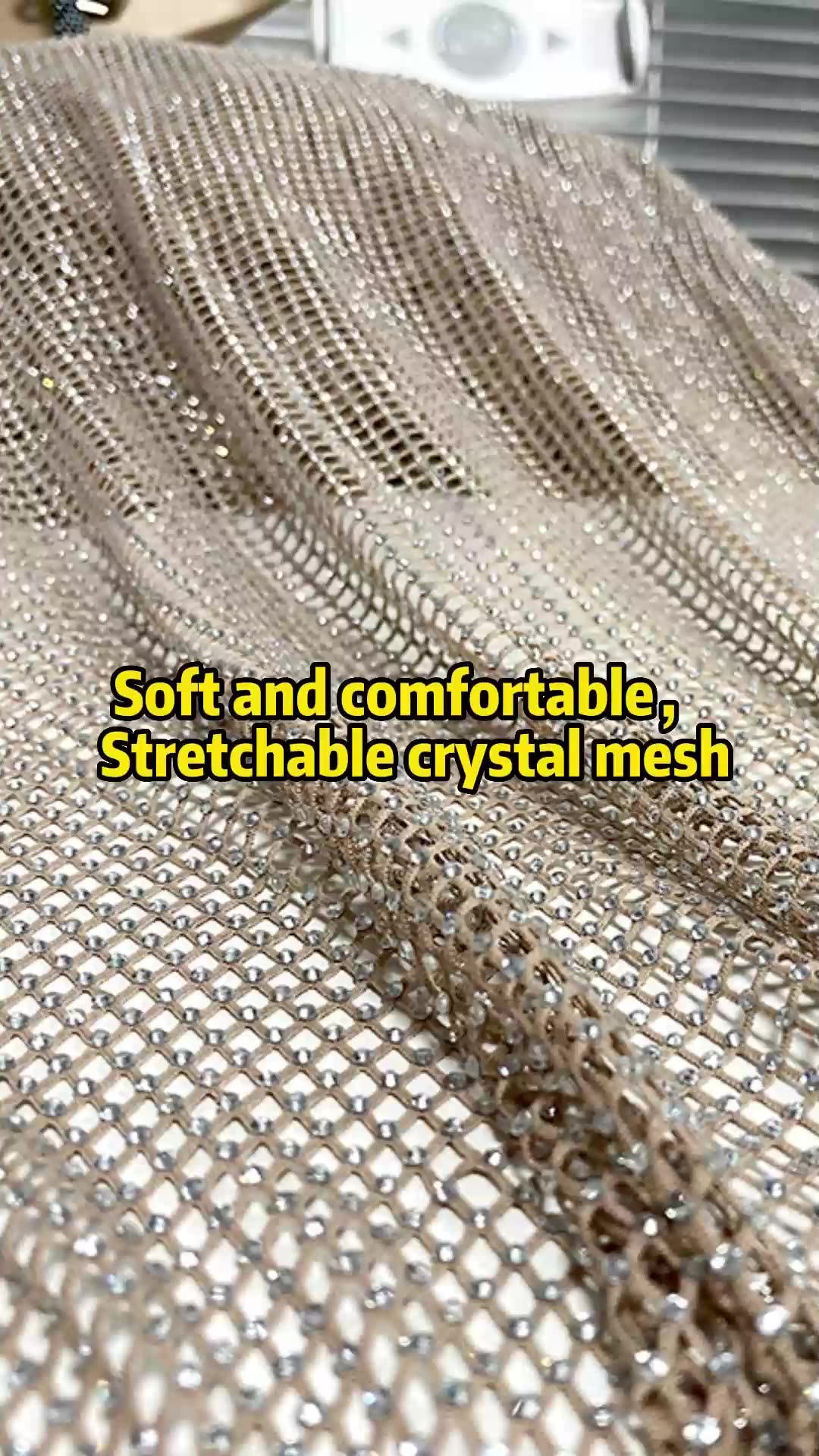 Customized Color Rhinestone Fishnet Fabric Shining Crystal Diamond Mesh ...