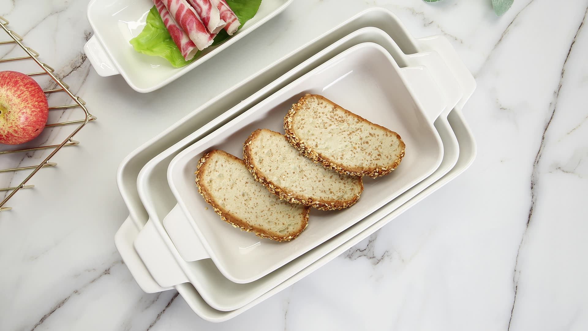 Baking Utensils 4pcs White Oven Dish Porcelain Baking Tray Ceramic ...