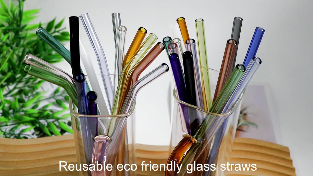 Eco-friendly Glass Smoothie Straws Bulk Sturdy Long Reusable Straight ...