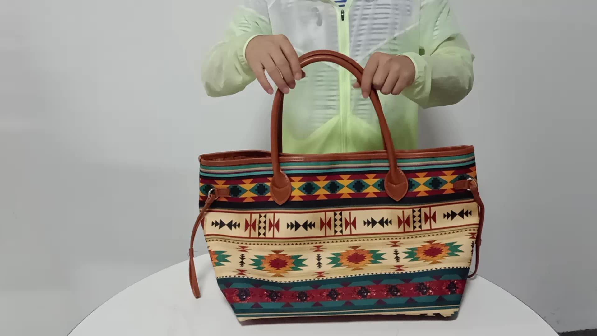 Aztec Canvas Tote Bag Southwest Tribal Weekender Purse Personalized ...