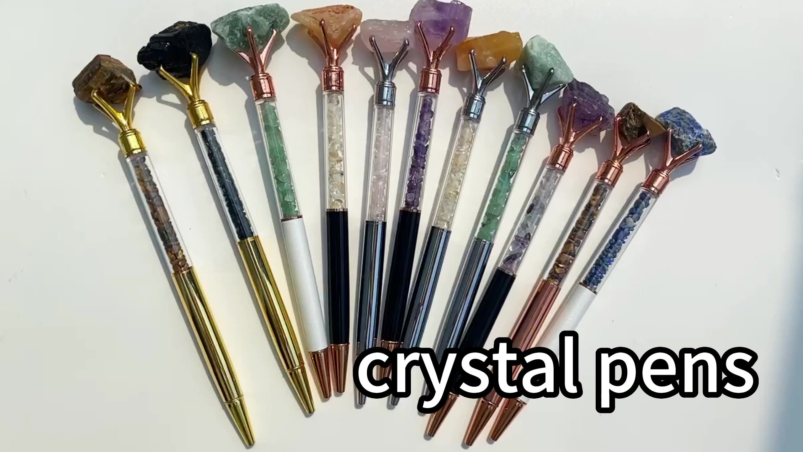 Wholesale Crystal Pens With Natural Crystal Stones Amethyst Rose Quartz ...