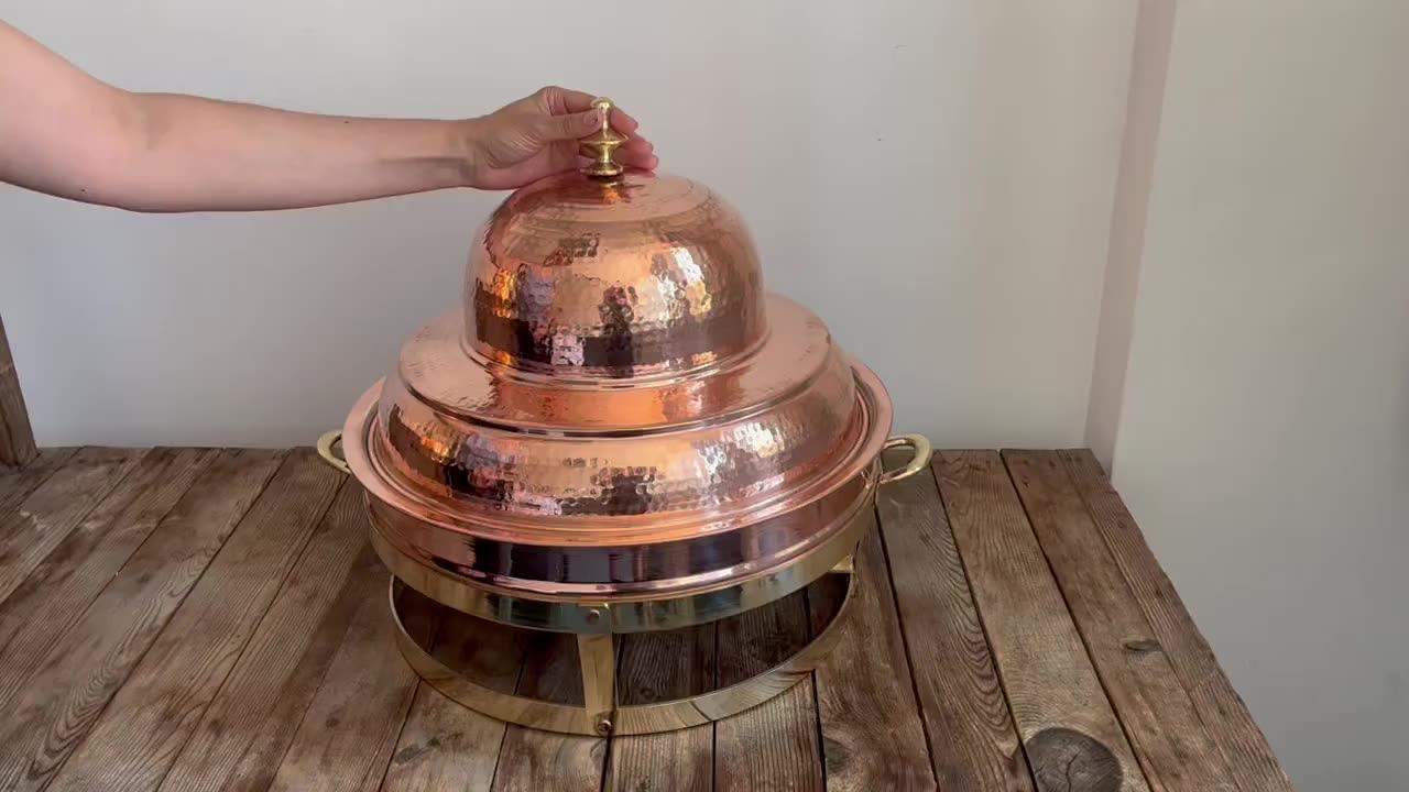 High Quality Hand Hammered Copper Serving Plate With Spherical Lid And ...