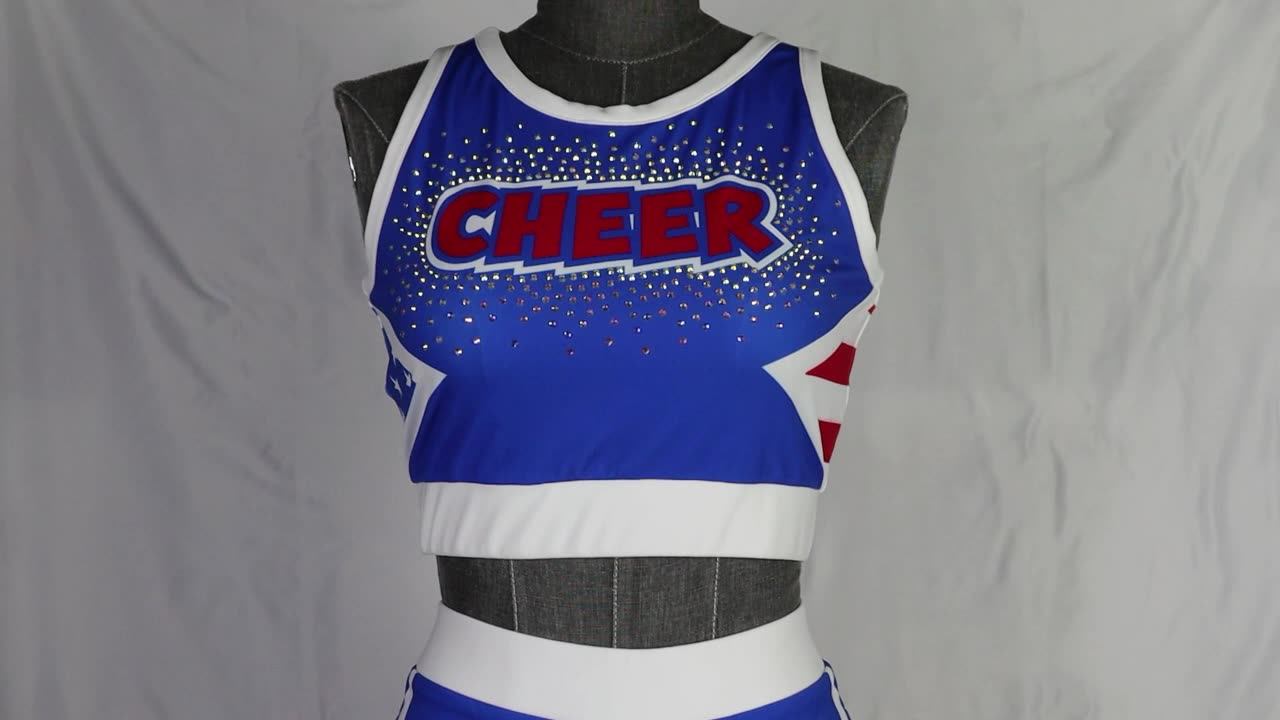 Cheap Custom Design Logo Blue Cheerleading Uniforms Dye Sublimation ...