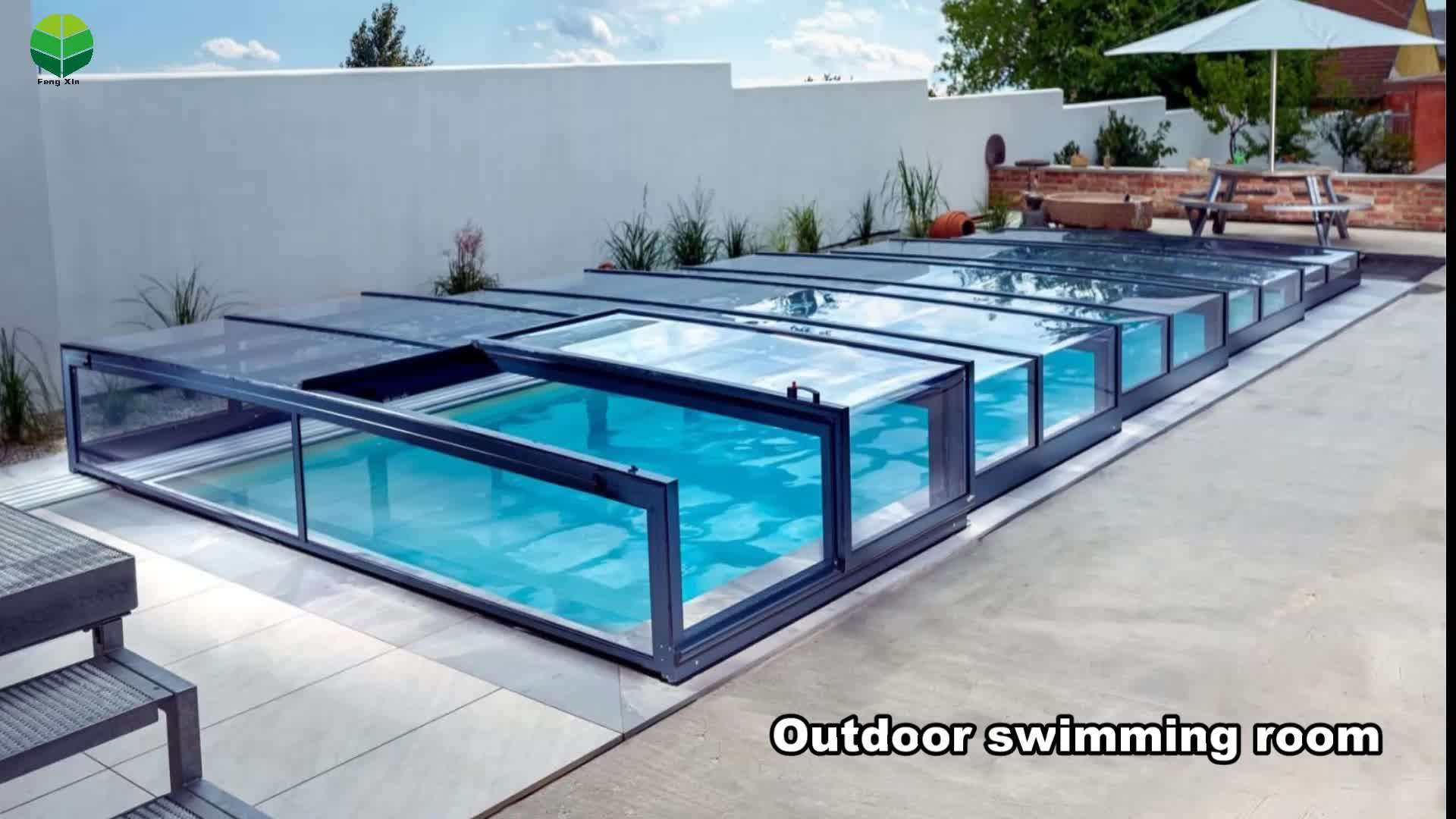 Enclosure Swimming Pool Retractable Glass Roof Cost - Buy Swimming Pool ...