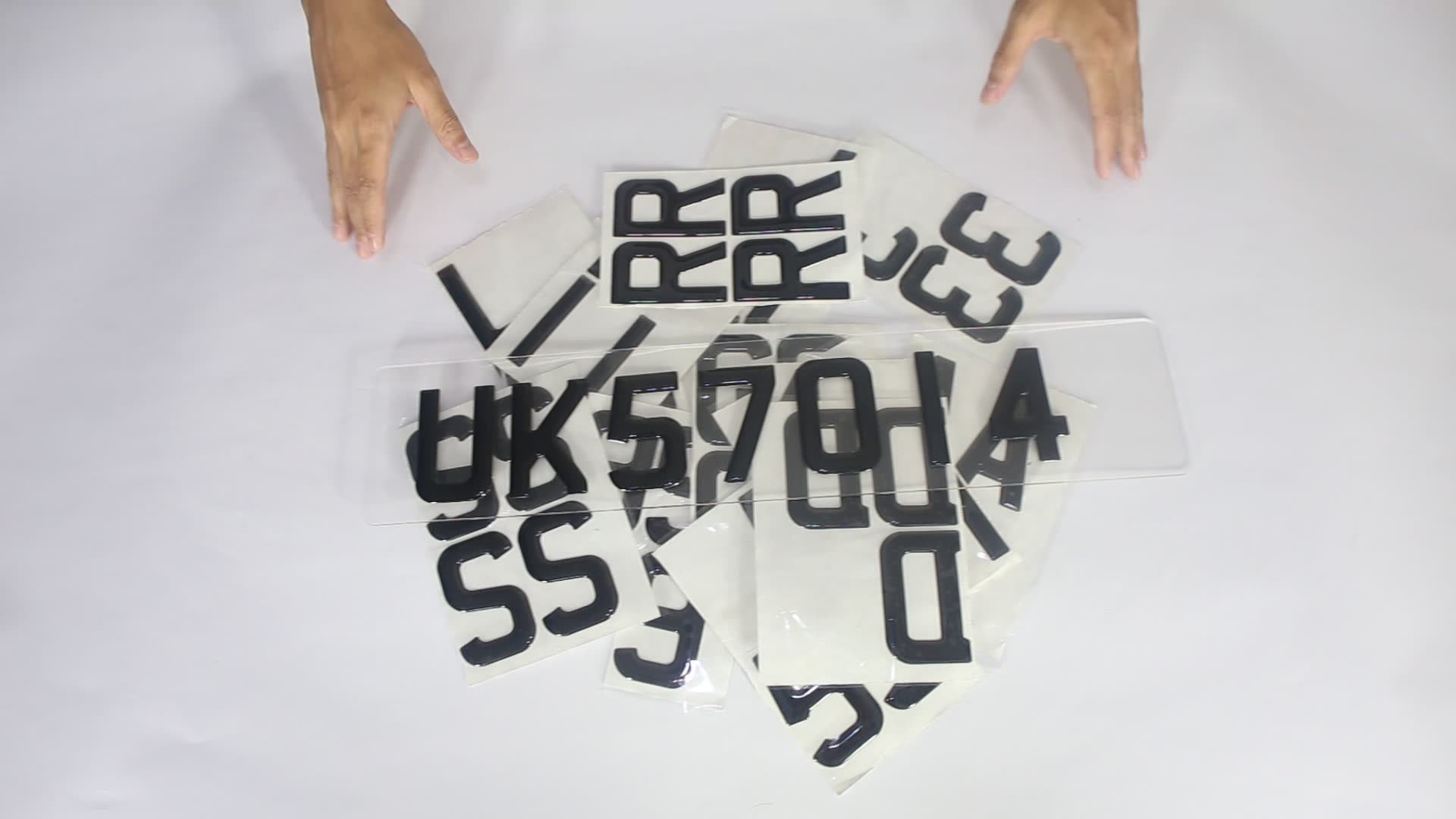 Gel Car Number Plate Letters White Plastic Nameplate Sticker Black ...