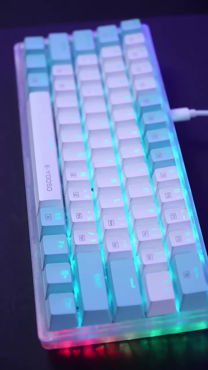 E-yooso Z11t Custom Gaming Keyboard Transparent Macaron Keycap Mini ...