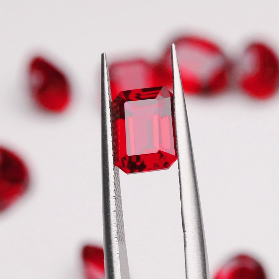 Lab Grown Ruby Loose Gemstones Hydrothermal Wholesale Price Emerald Cut ...